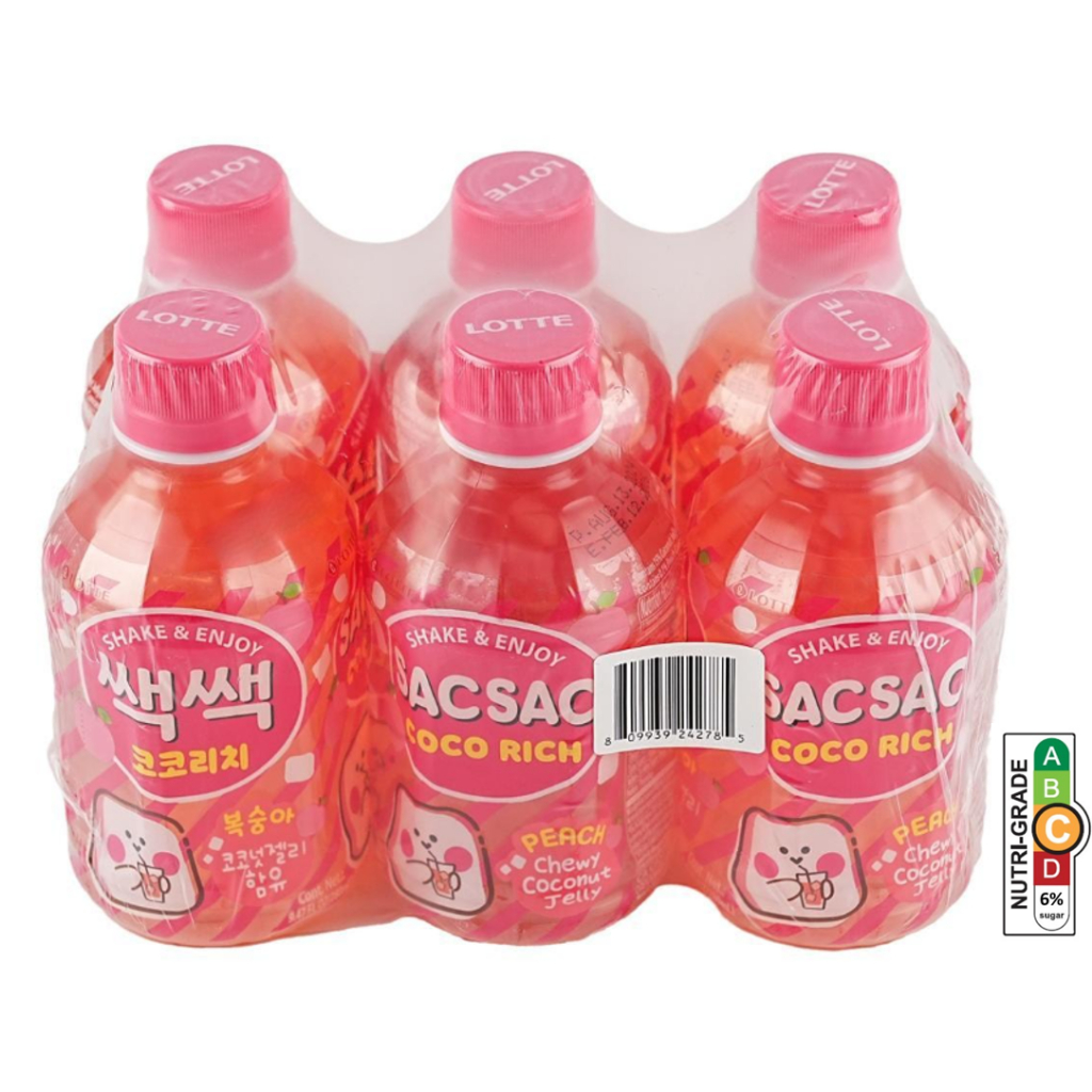 LOTTE Sac Sac Coco Rich Peach - Pack (6 x 280ml) | Shopee Singapore