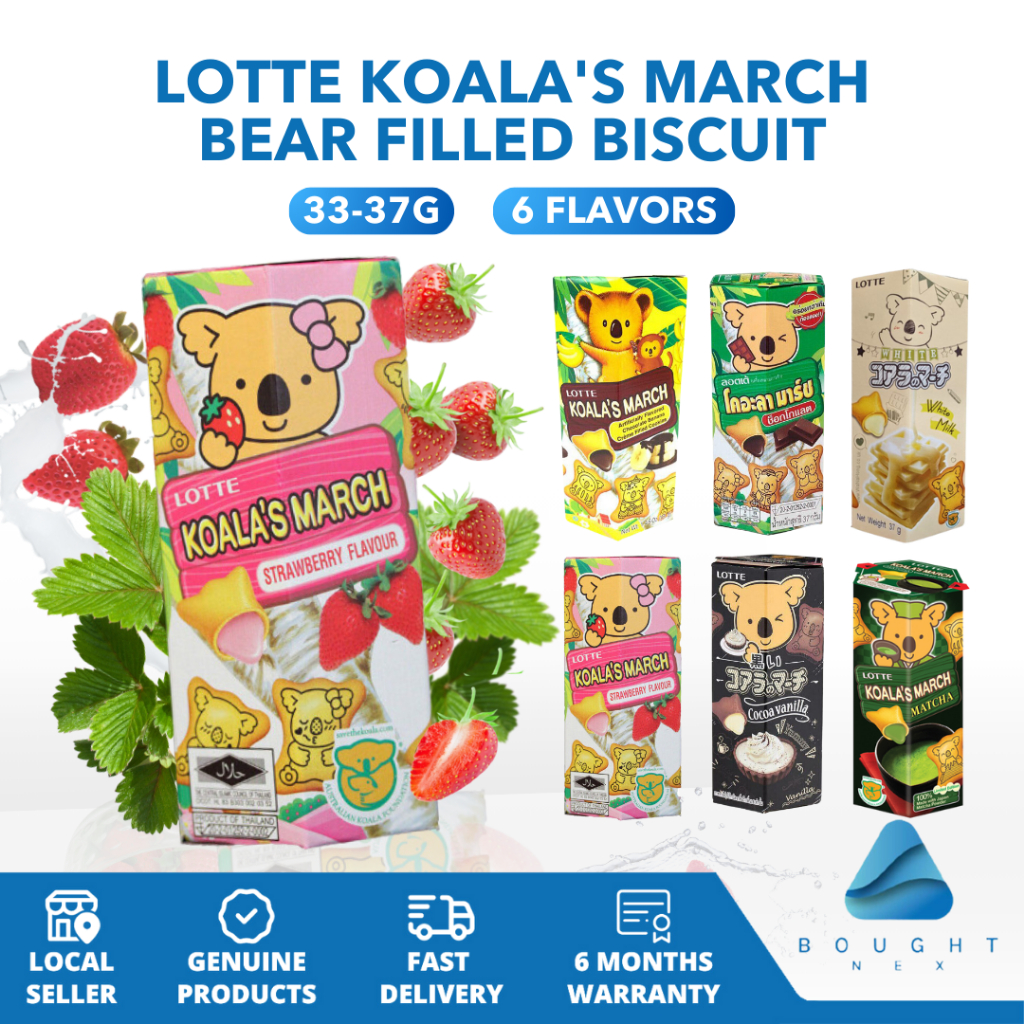 Lotte Koala's March Bear Biscuits 33-37g - Crunchy Shell, Tasty ...
