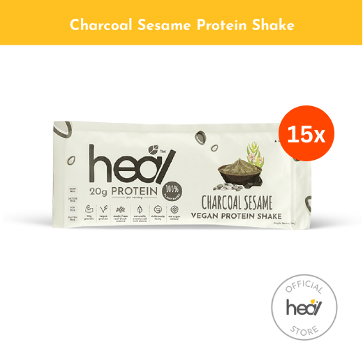 Heal Charcoal Sesame Protein Shake Powder - Vegan Protein (15 sachets ...
