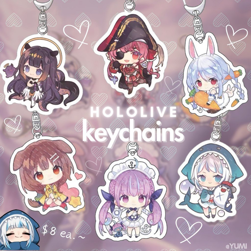 SG INSTOCK ︎ hololive keychains ♡ vtuber, minato aqua, korone, gawr ...