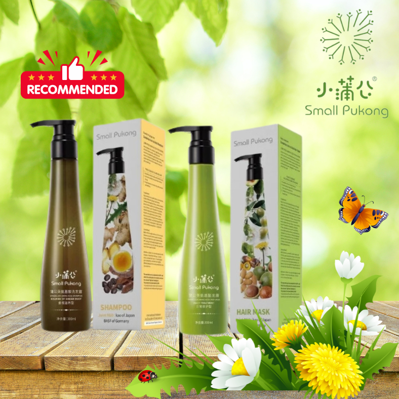 Small Pukong Dandelion Amino Acid Shampoo 300ml & Hair Mask 300ml Set ...