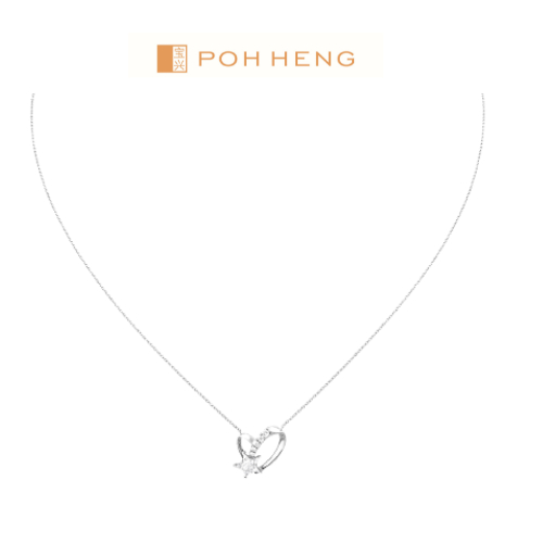 Poh Heng Jewellery 18K Heart of Stars Diamond Necklace in White Gold ...