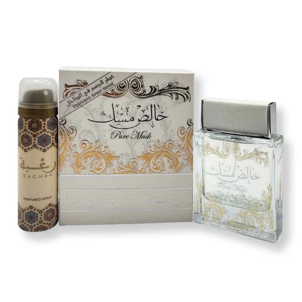 LATTAFA PURE MUSK PERFUMED SPRAY SET - 100ML EAU DE PARFUM AND 50ML ...