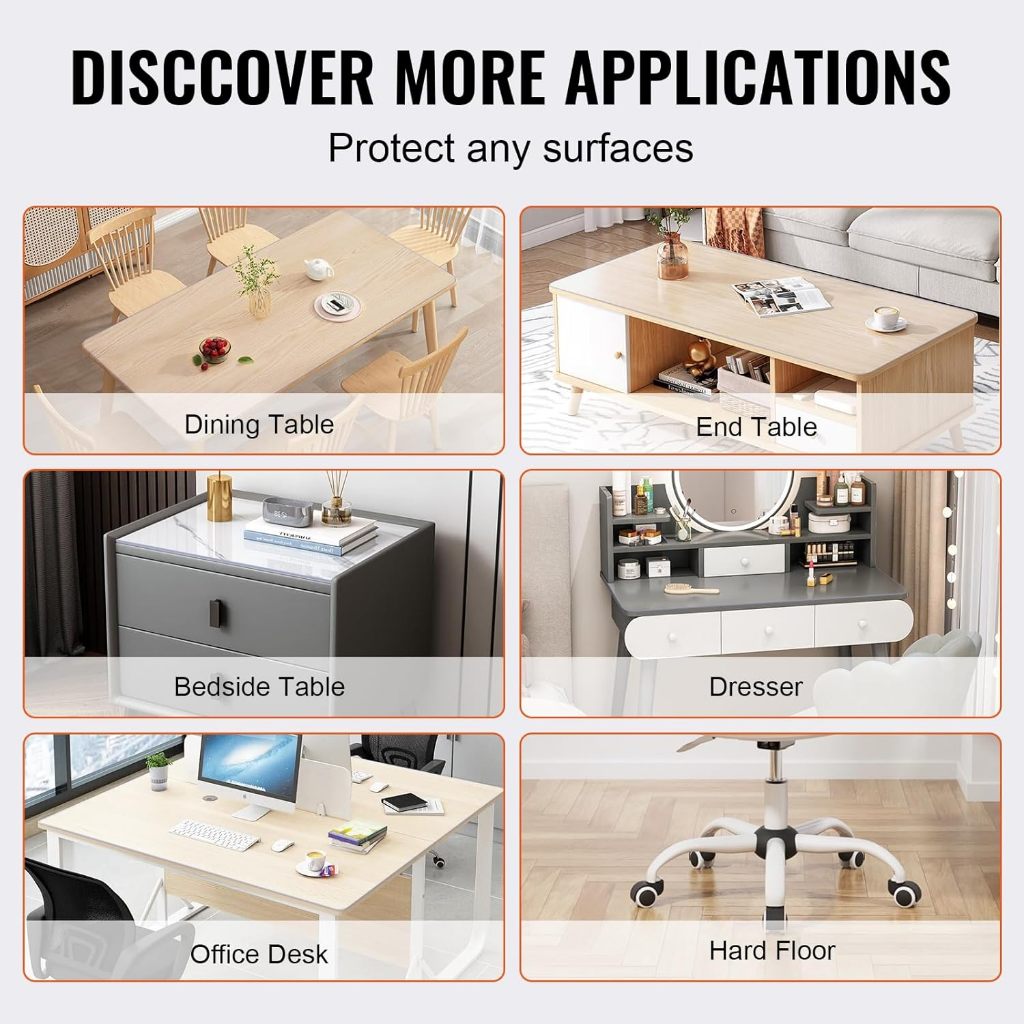 🇸🇬 Clear PVC Table Mat - Easy Cleaning Tablecloth Transparent Plastic ...