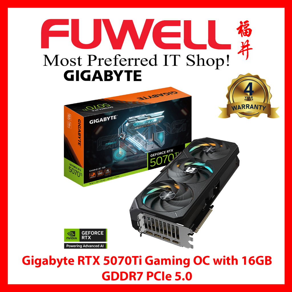 FUWELL - Gigabyte RTX 5070Ti Gaming OC 12GB GDDR7 PCIe 5.0 [3 Years ...