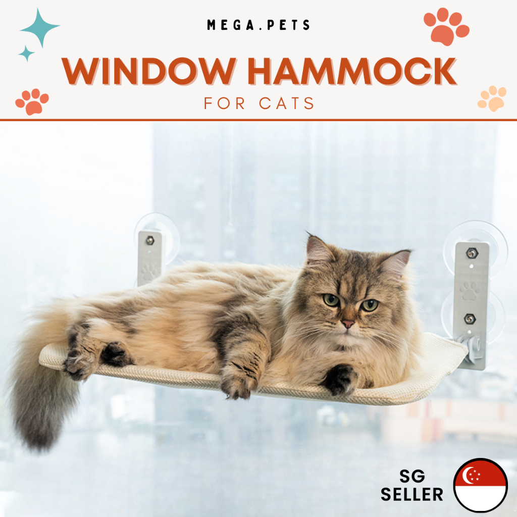Foldable cat hammock bed for window perch indoors cats sill mount bench ...