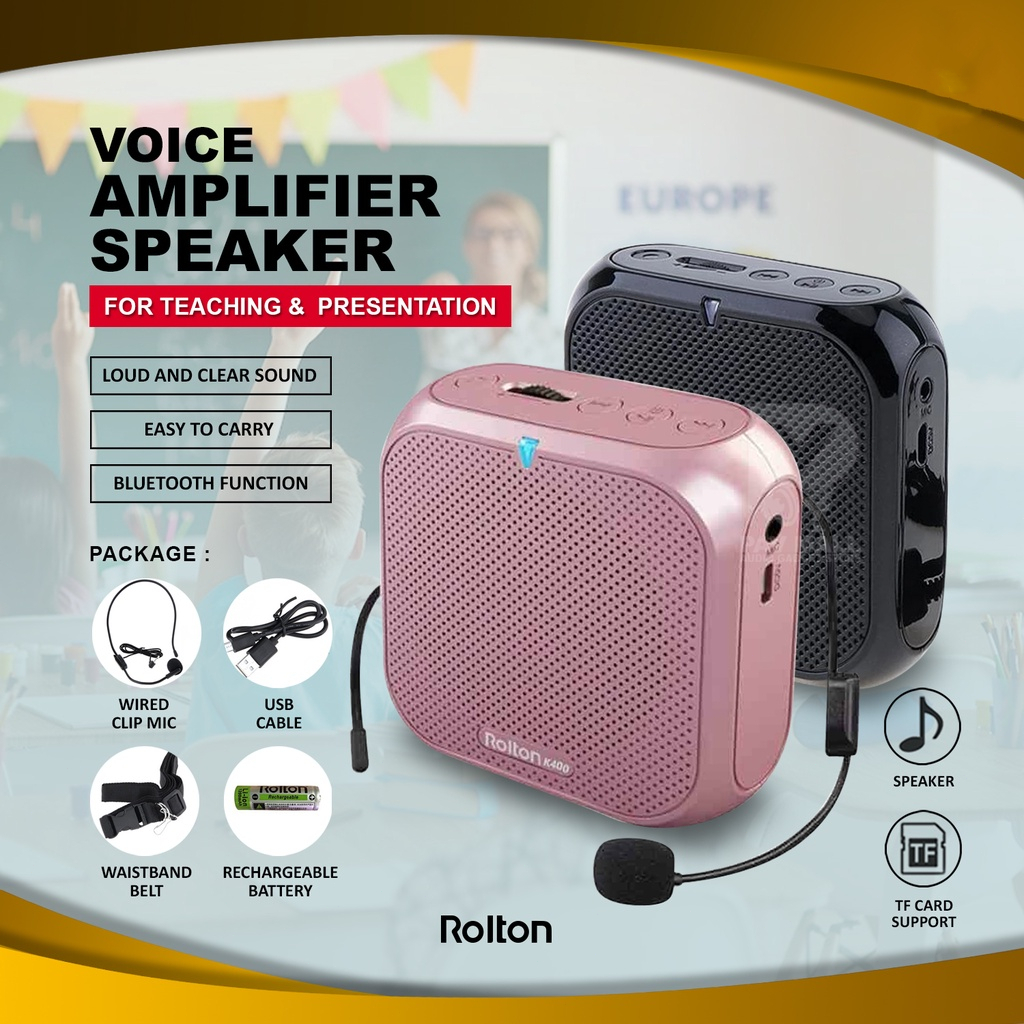 【SG Local】Rolton K400 Voice Amplifier Mic & Speaker Mini Bluetooth ...
