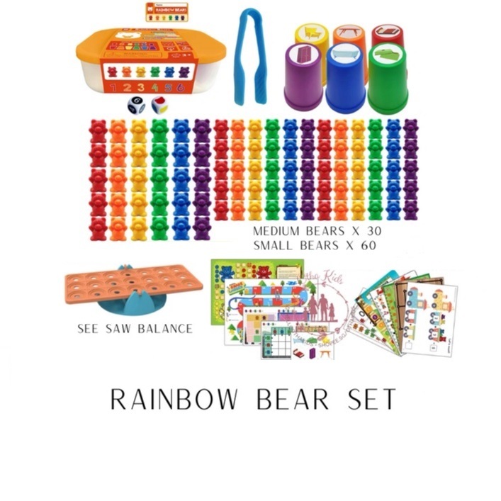 Rainbow Counting Bears Colour Counters Children Kids Fine Motor Colour ...