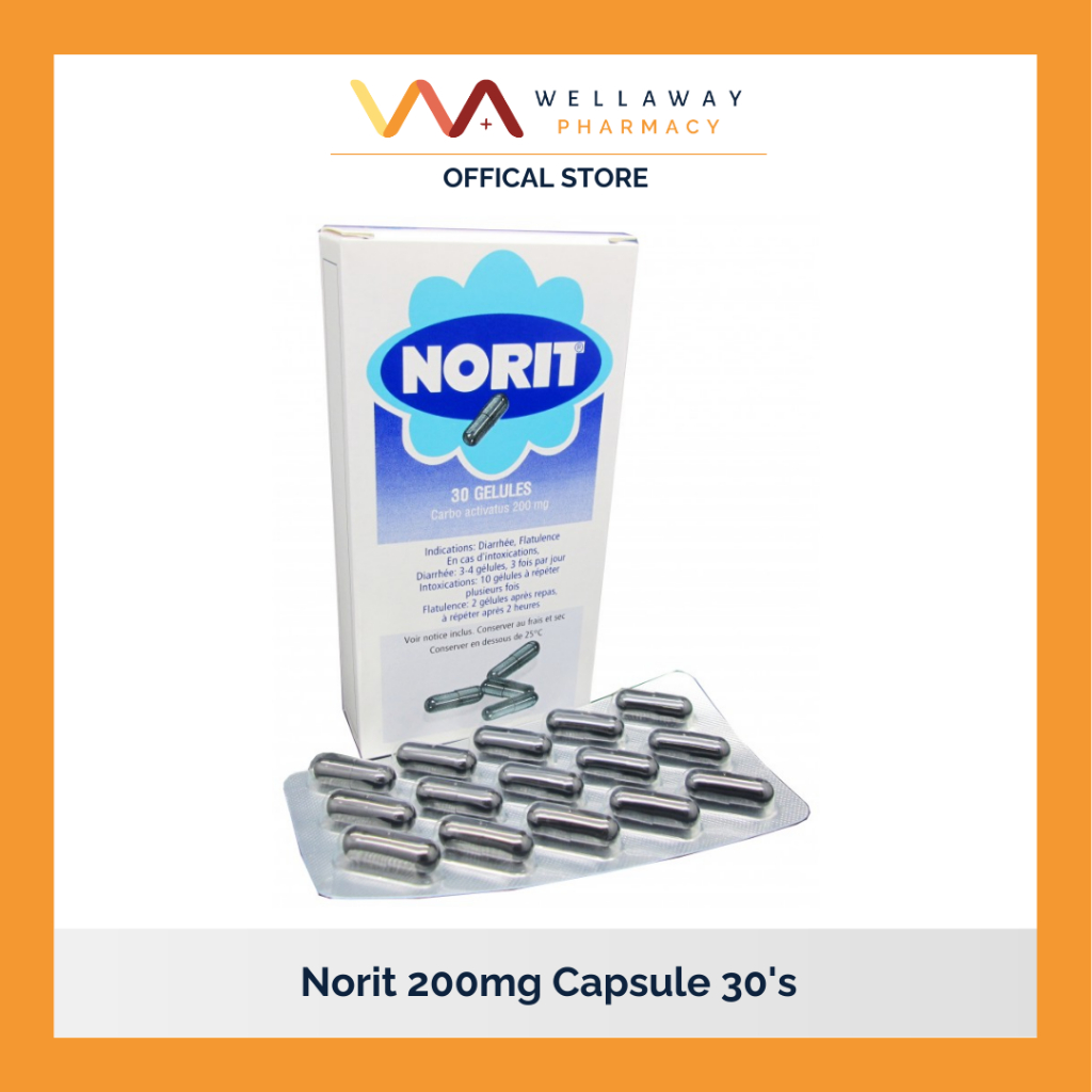 Norit 200mg Capsule 30's [Diarrhea and Food Poisoning] | Shopee Singapore