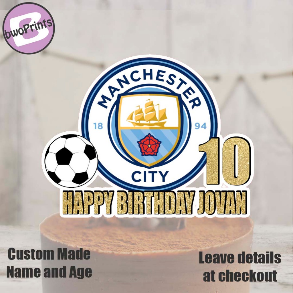 Manchester City Football Club Cake Topper Birthday Party Supplies ...