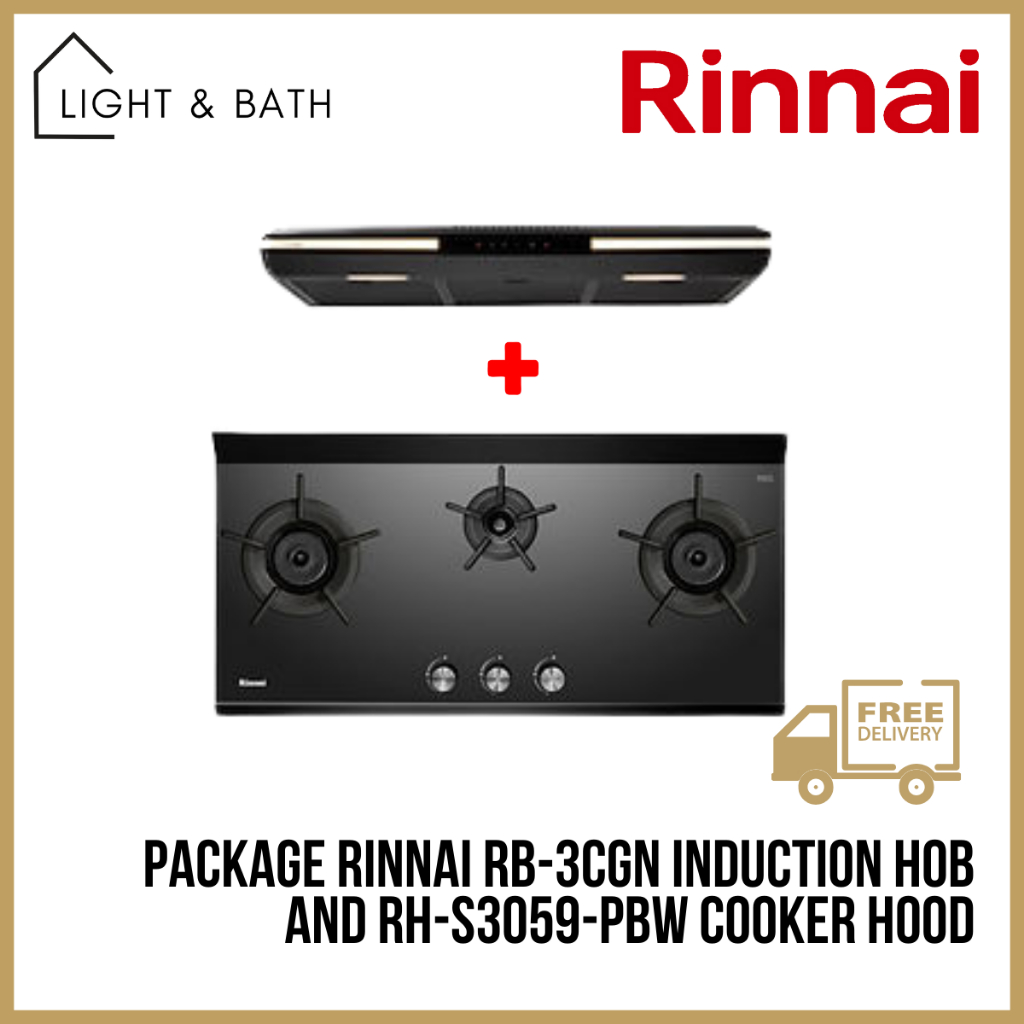 [BUNDLE] Rinnai RB-3CGN Gas Hob and RH-S3059-PBW Cooker Hood | Shopee Singapore