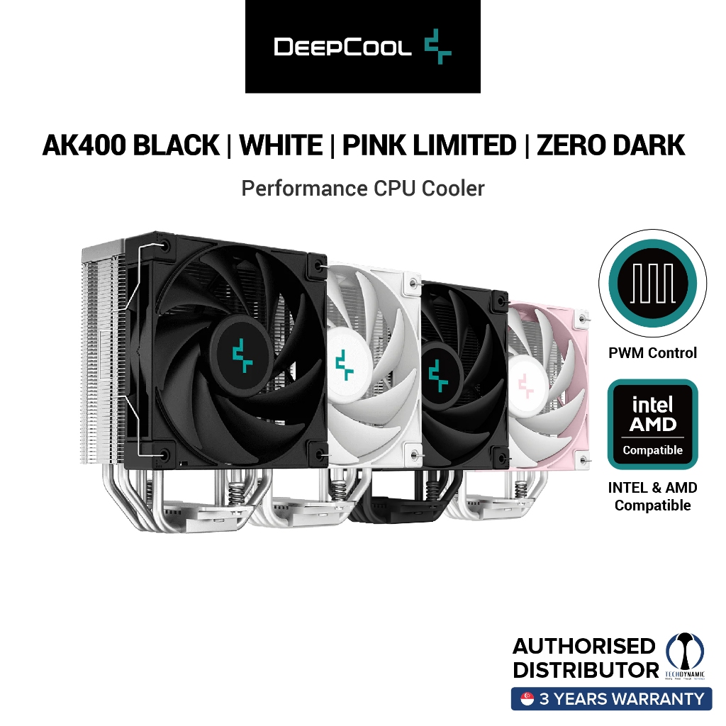 DEEPCOOL AK400 / AK400 Zero Dark, 4 x 6mm Heatpipe Tower CPU Cooler, 1 ...