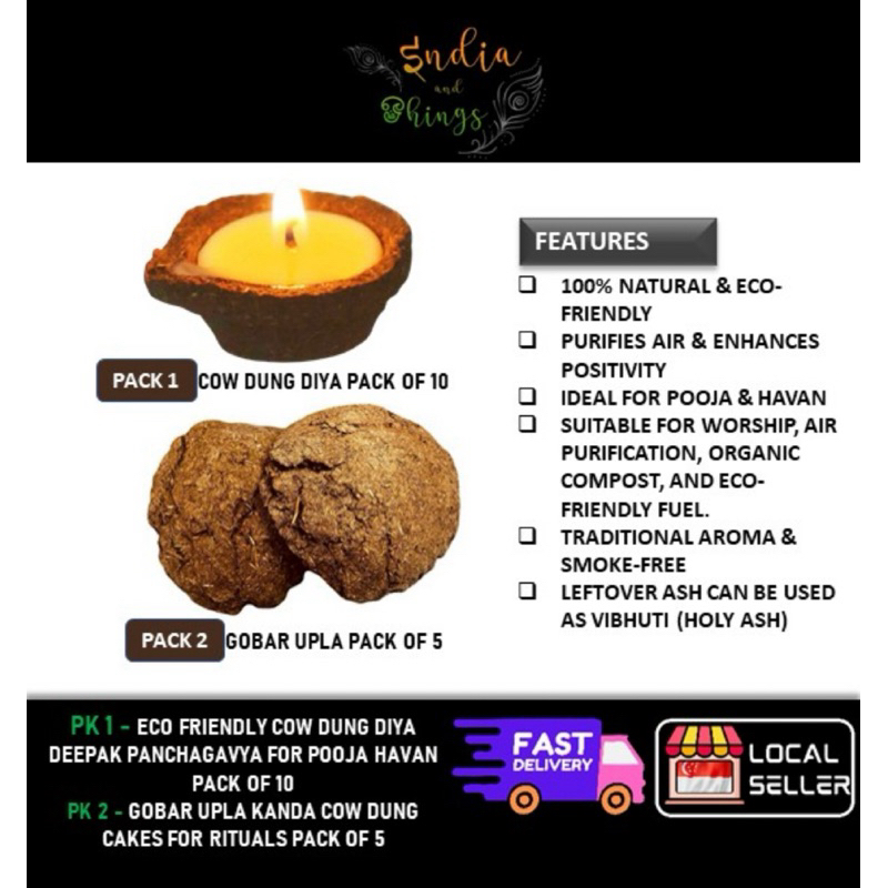 Eco Friendly Cow Dung Diya Deepak Panchagavya for Pooja Havan Cow Dung ...