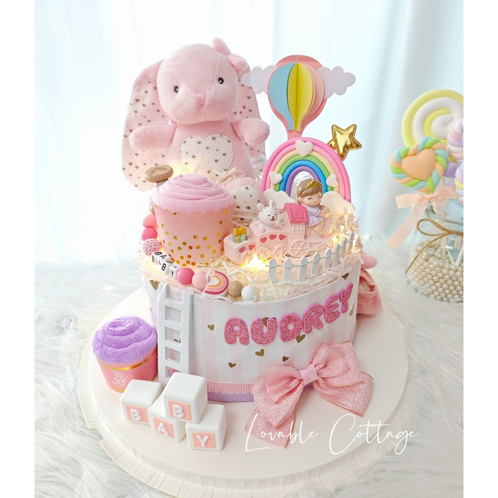 Lovely Bunny Diaper cake baby shower gifts newborn hamper newborn full ...