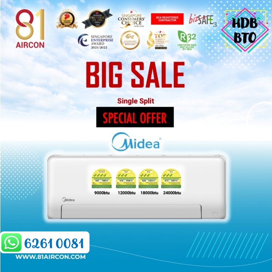【MIDEA】System 1 / Single Split Aircon R32_81 Aircon | Shopee Singapore