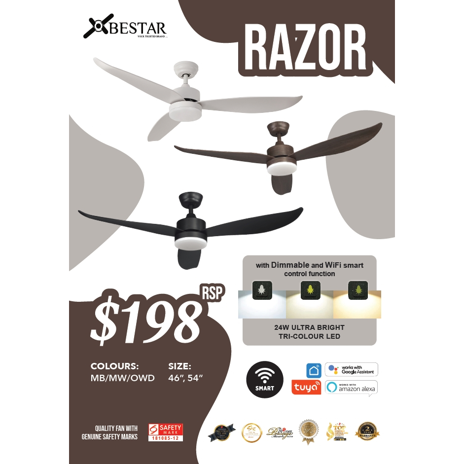 Bestar Razor Ceiling fan Smart fan | Shopee Singapore