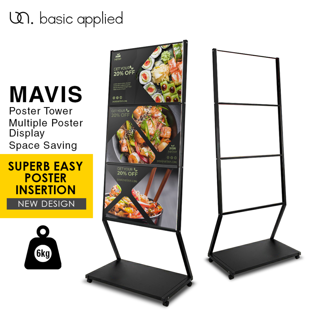 Mavis Poster Tower | Multi Level Poster Display Stand | Single side ...