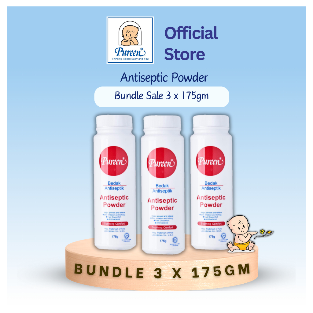 Pureen Antiseptic Powder 175g x 3 bottles BUNDLE SALE | Shopee Singapore