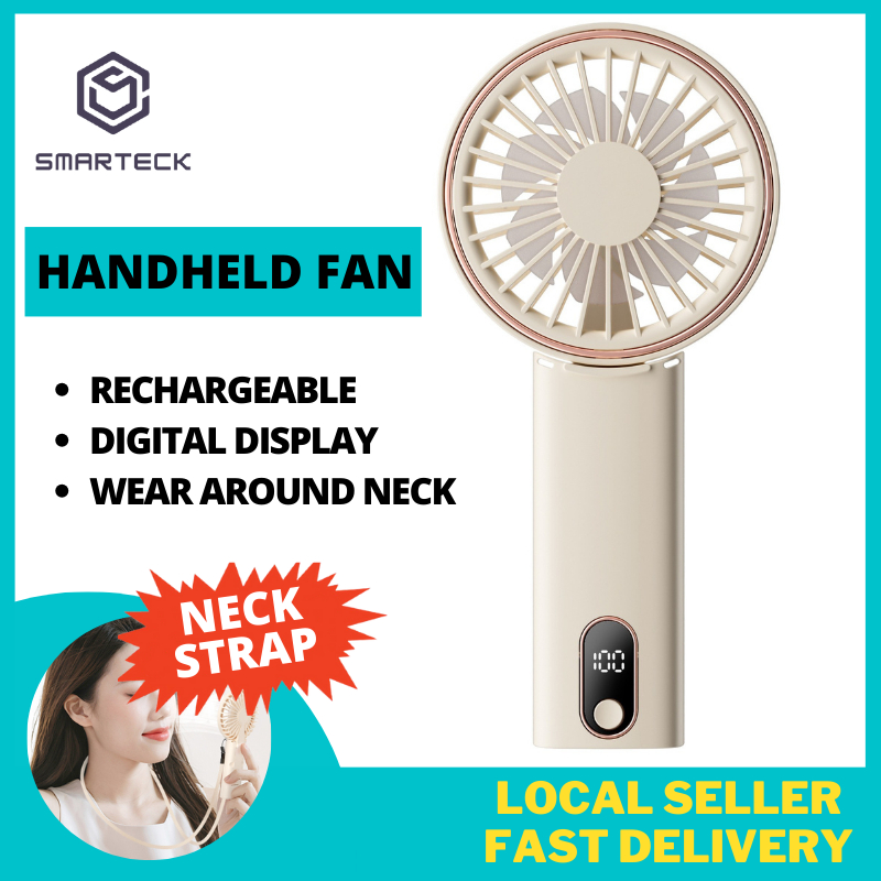 SMARTECK Handheld Ultra Slim Mini Fan Portable USB Charging Digital ...