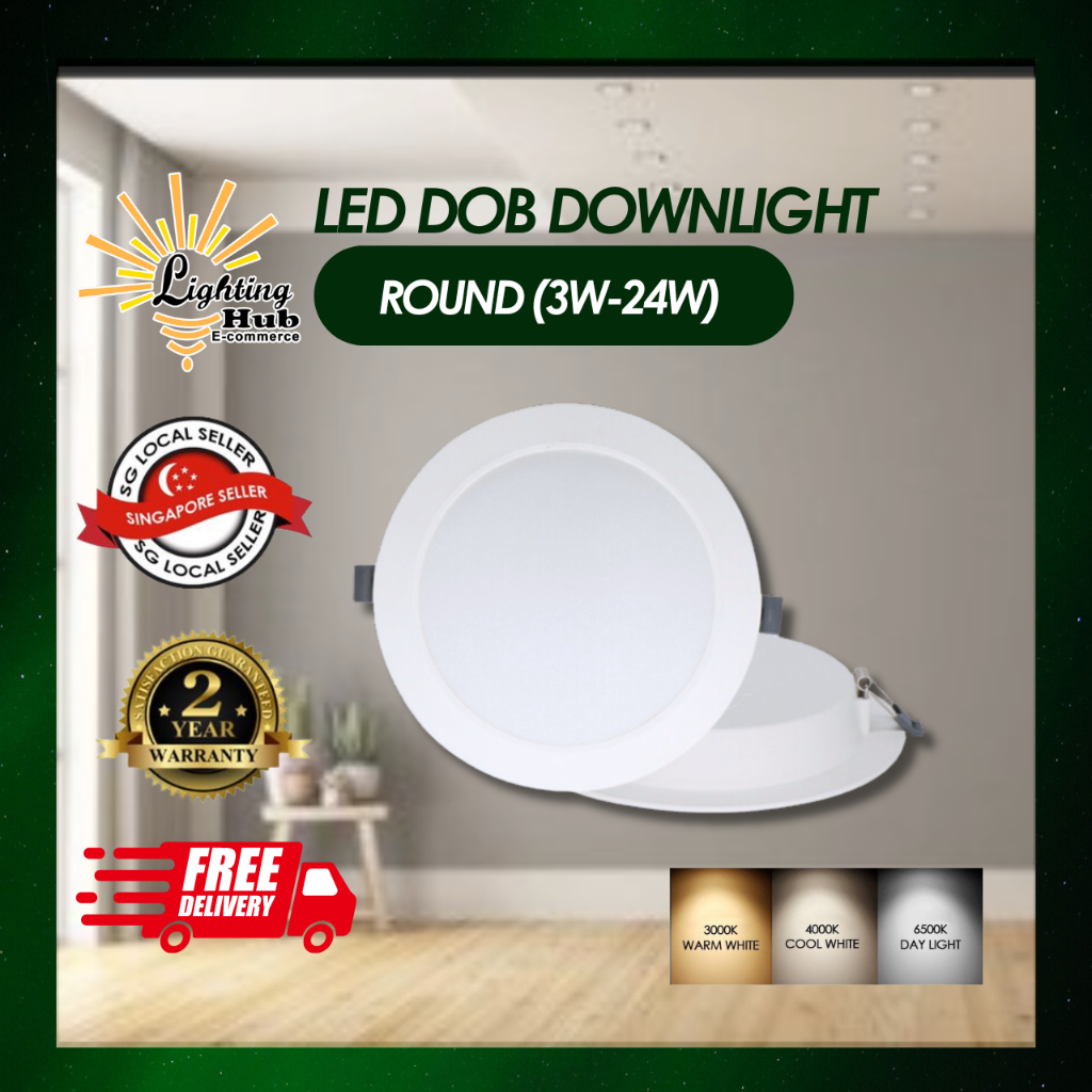 Lighting Hub LED Downlight (Round) / DOB Slim Panel / 3W 6W 9W 12W 15W ...