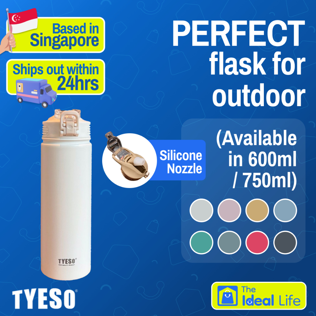 TYESO Thermal Tumbler Flask Water Bottle Vacuum Insulated Stainless Steel Coffee Cup 600ml 750ml ...