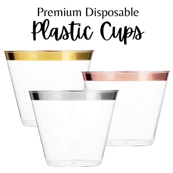 [SG Stock] Premium Disposable Plastic Shiny Rim Cups Party Event Sturdy ...