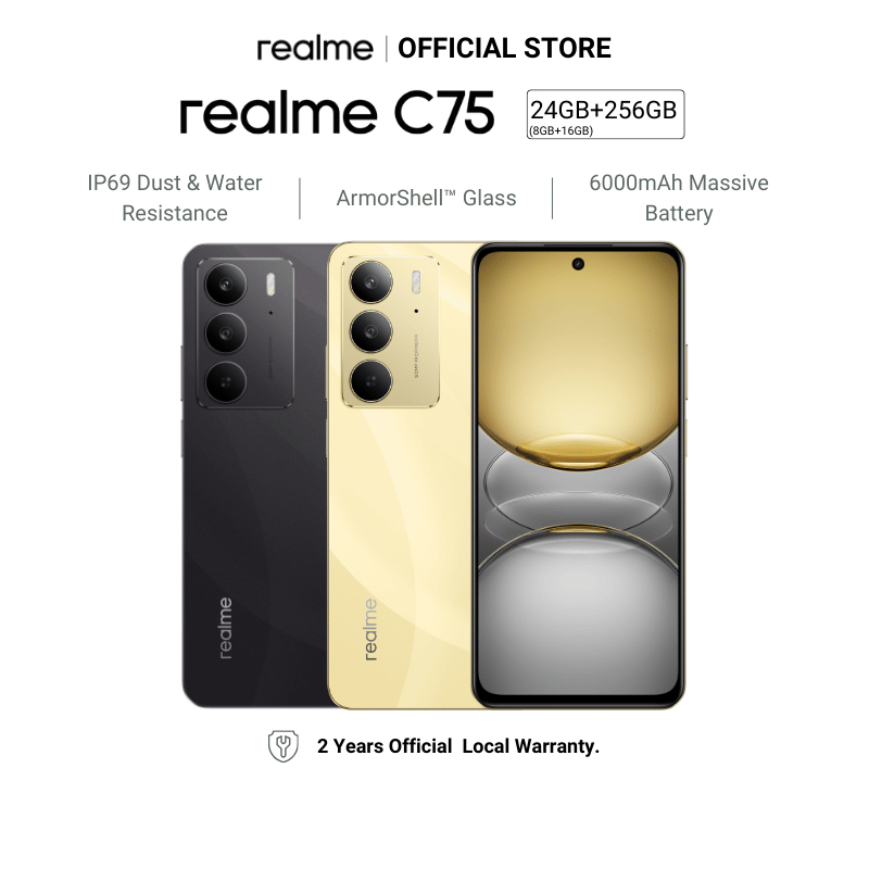realme C75 24GB(8+16)+256GB| IP69 Dust & Water Resistance| 6000mAh Battery| ArmorShell™ Glass ...
