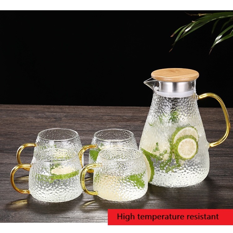 1.8L/1.5L / 1.2L Glass Water Jug container Large Volume strong and high temperature resistant ...