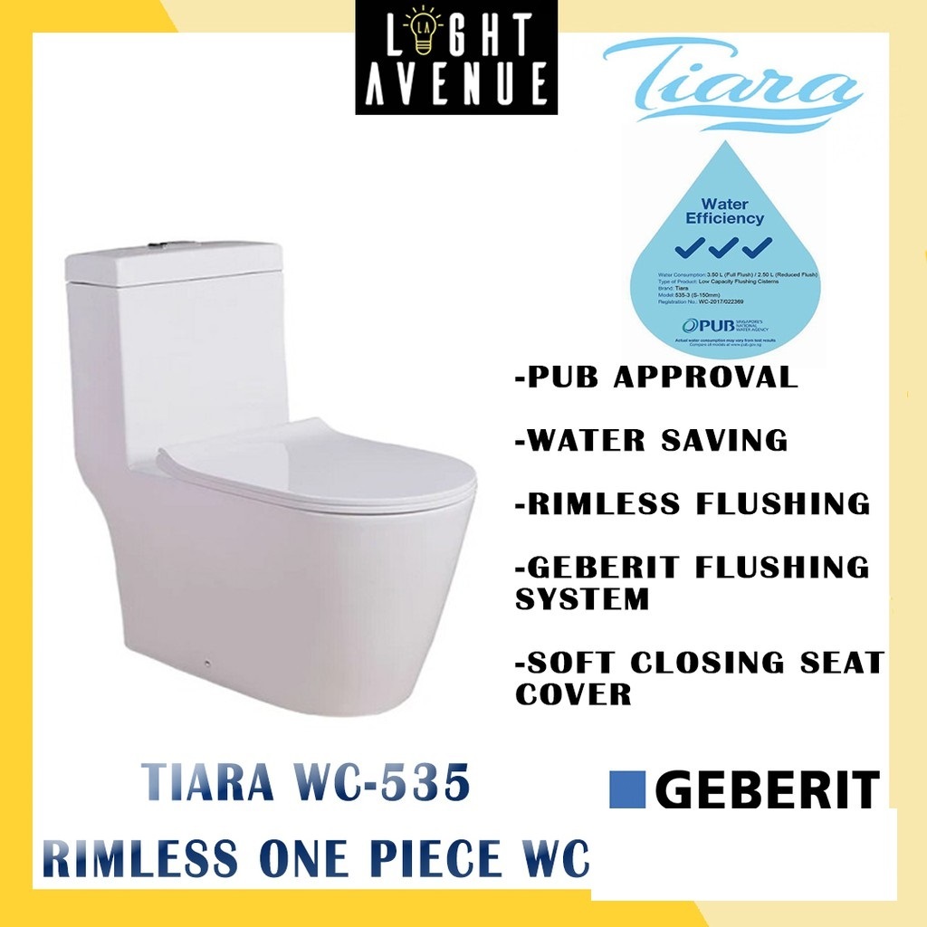 Tiara WC-535 Rimless One Piece Toilet Bowl | Shopee Singapore