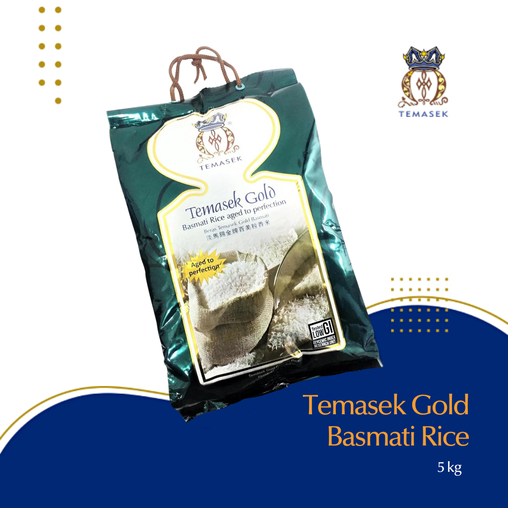Temasek Gold Basmati Rice 5kg - Low GI Long Grain Rice, Diabetic ...