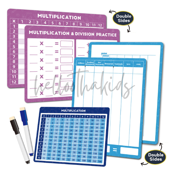 Dry Erase Multiplication Division Chart Whiteboard Double-Sided Times ...