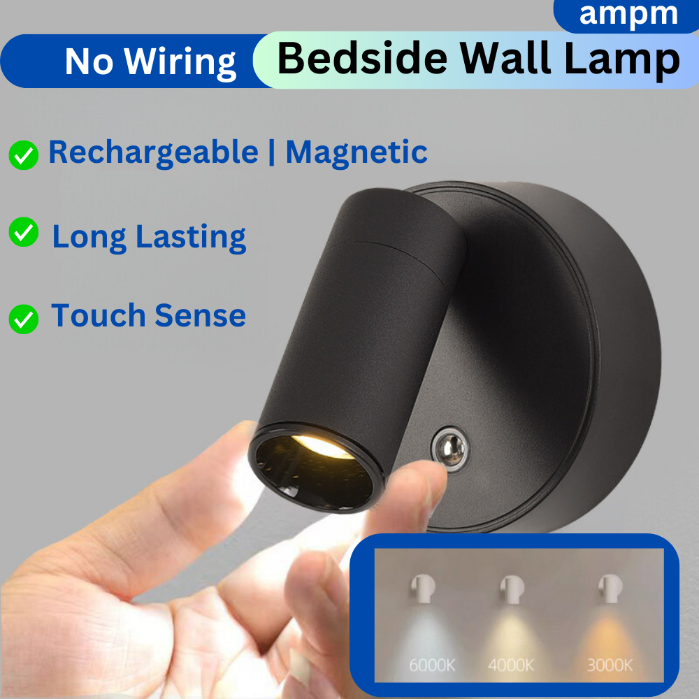 LED Wall Light USB Rechargeable Bedside lamp Bedroom Living room ...