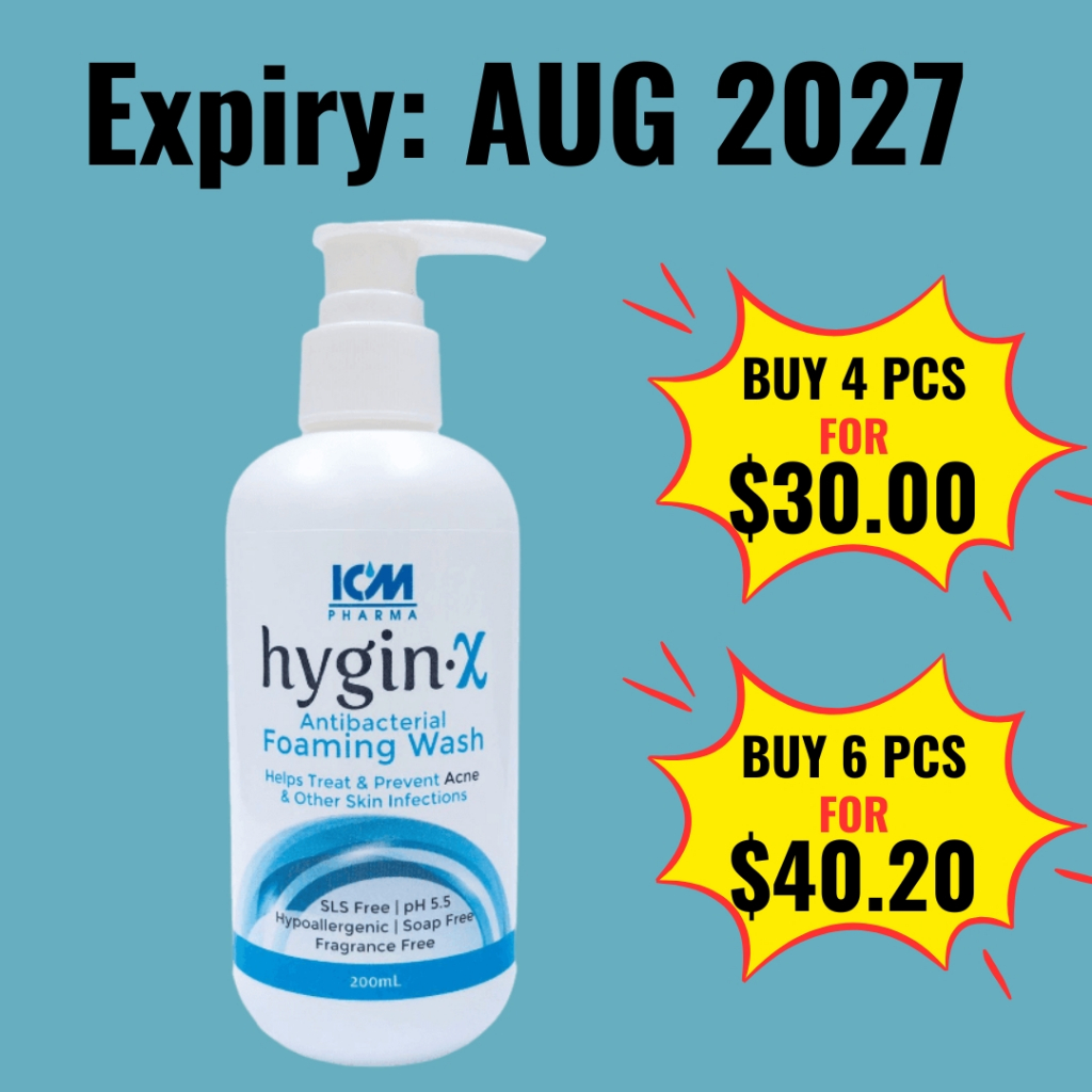 ICM Hygin X Antibacterial Foaming Wash 200ml Hygin-X Acne Foaming Wash ...