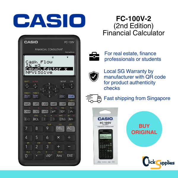 Casio FC-100V-2 FC100V Financial Calculator with Warranty Original for ...