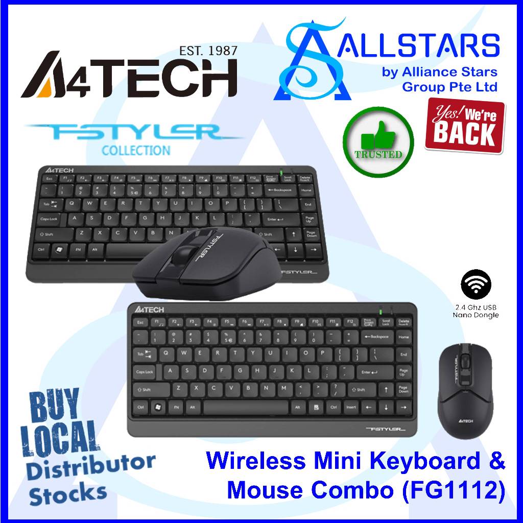 (ALLSTARS : Accessories PROMO) A4Tech FG1112 FSTYLER Wireless 2.4GHz Mini Keyboard and Mouse ...