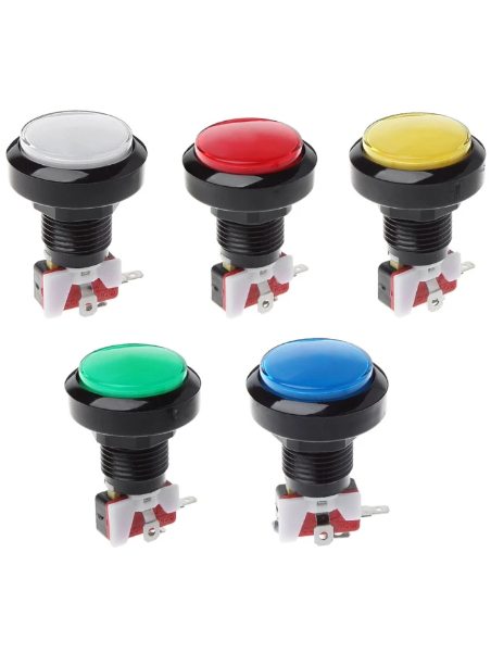 45mm Arcade Video Game Big Round Push Button LED Lighted Illuminated ...