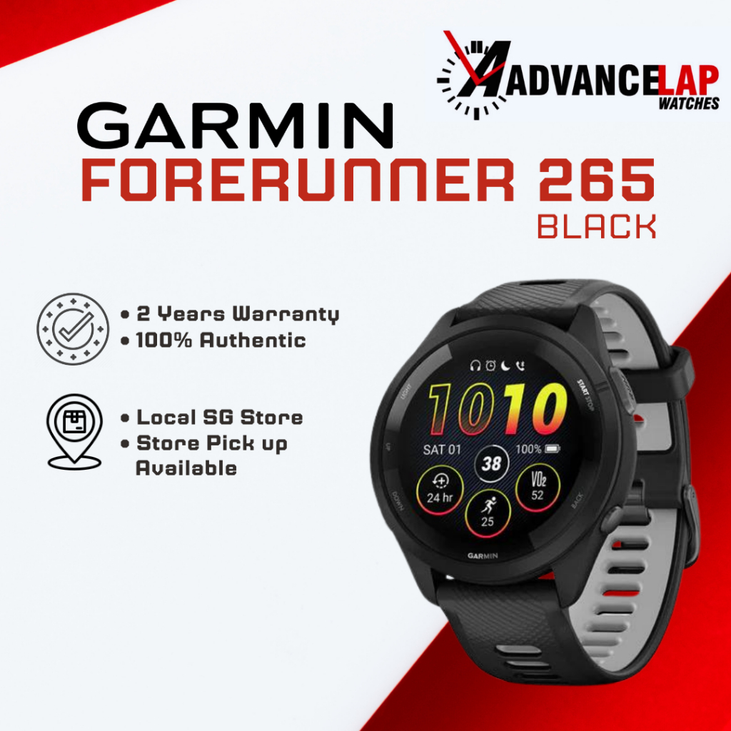 Garmin Forerunner 265 Black Bezel and Case with Black/Powder Gray ...