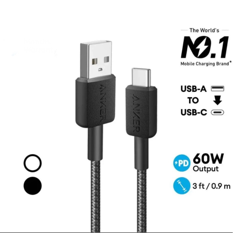 [SG Stock] Anker 322 USB-A to USB-C Braided Cable 0.9m A81H5 | Shopee Singapore