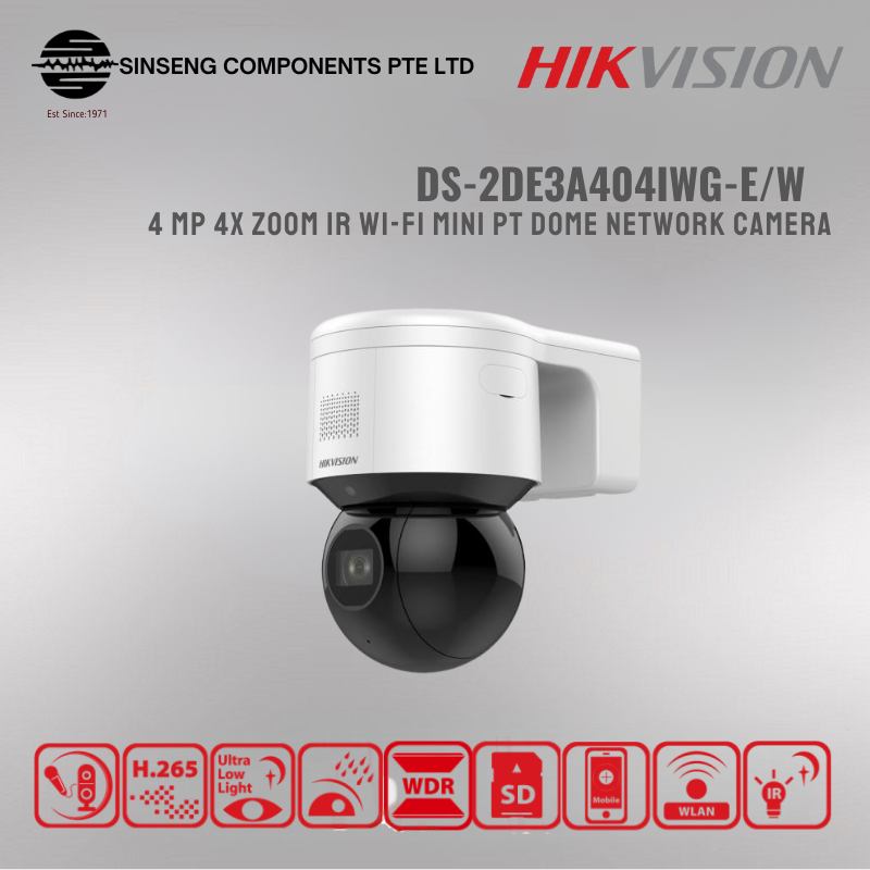 Hikvision Wifi 4MP PTZ CCTV •DS-2DE3A404IWG-E/W 4x Zoom IR WiFi Mini PT ...