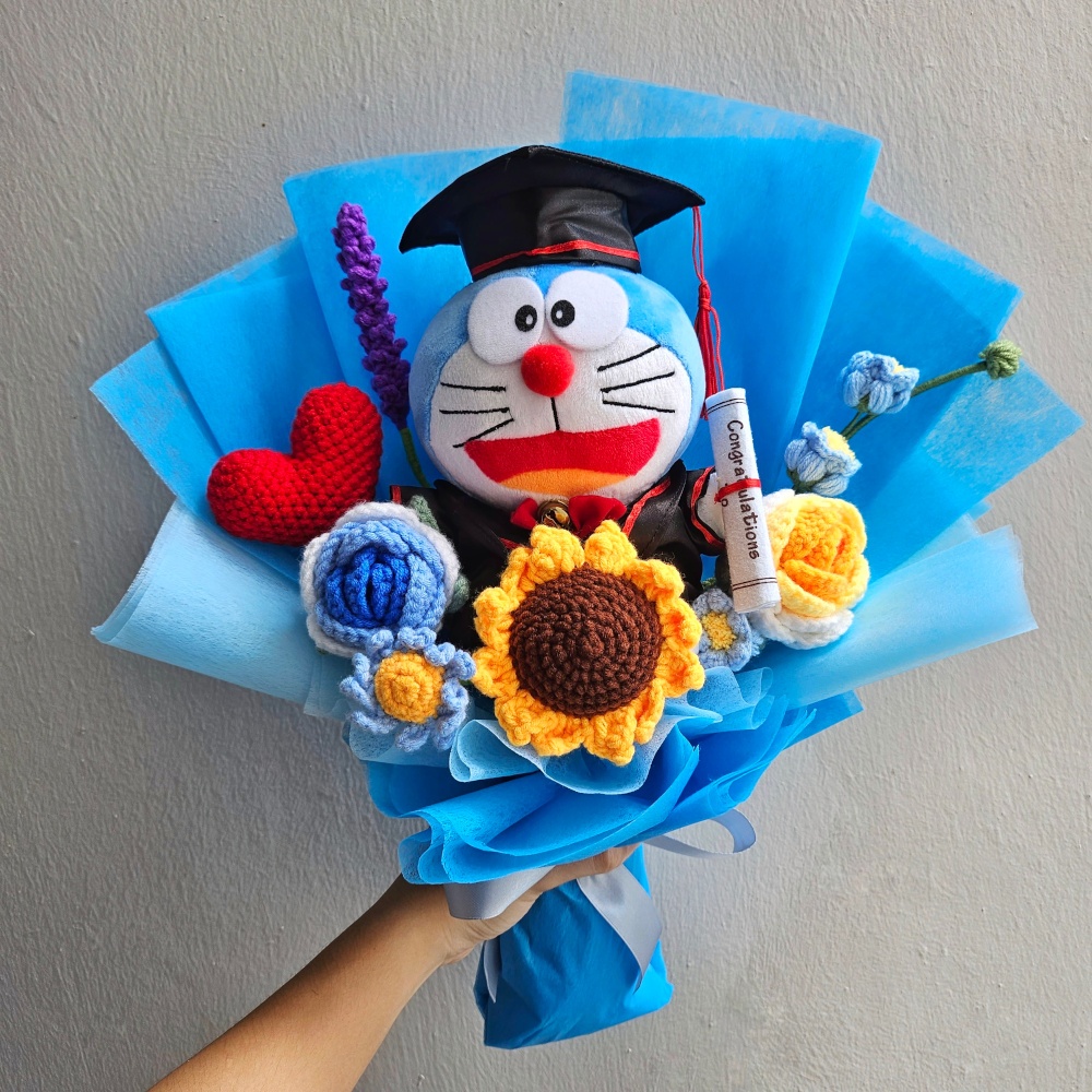 Doraemon Crochet Flower Graduation Bouquet | Shopee Singapore