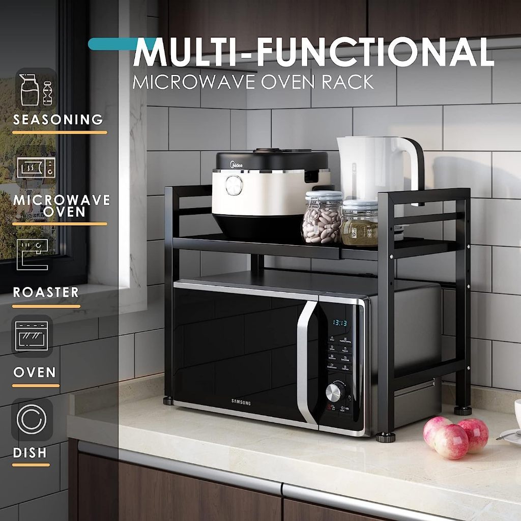 【READY STOCK】Kitchen microwave rack Retractable and height adjustable ...