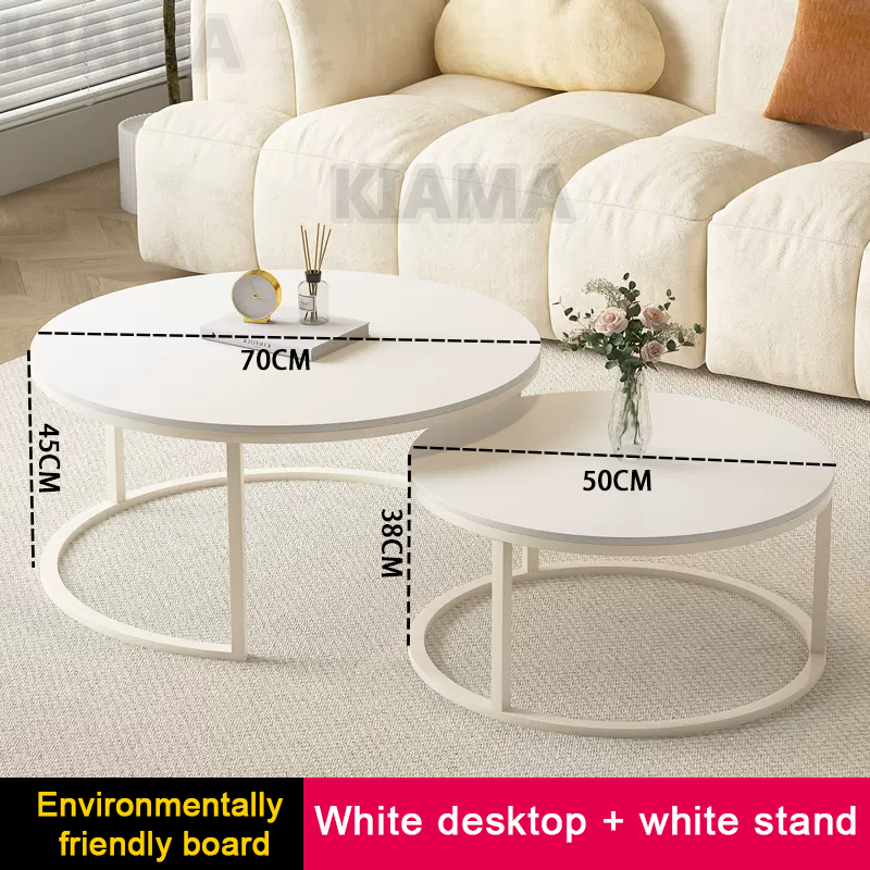 🔥SG STOCK🔥 50CM+70CM Double Round Coffee Table Set of 2, Modern Accent ...