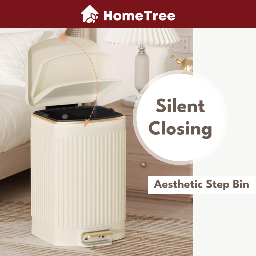HomeTree | 12L/15L Matte Step Bin/Trash Bin/Rubbish Bin/White/Black ...