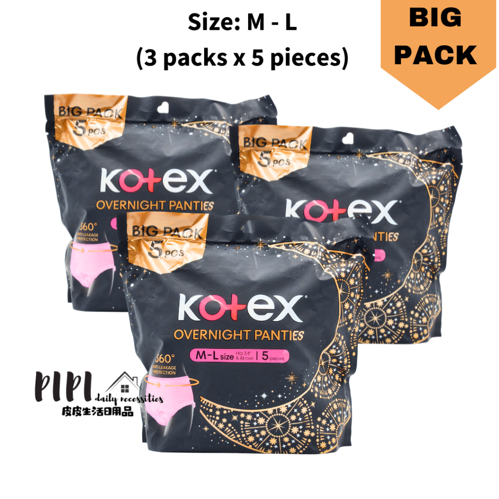 Kotex Overnight Panties (3pkt x 5s ) Size M-L | Shopee Singapore