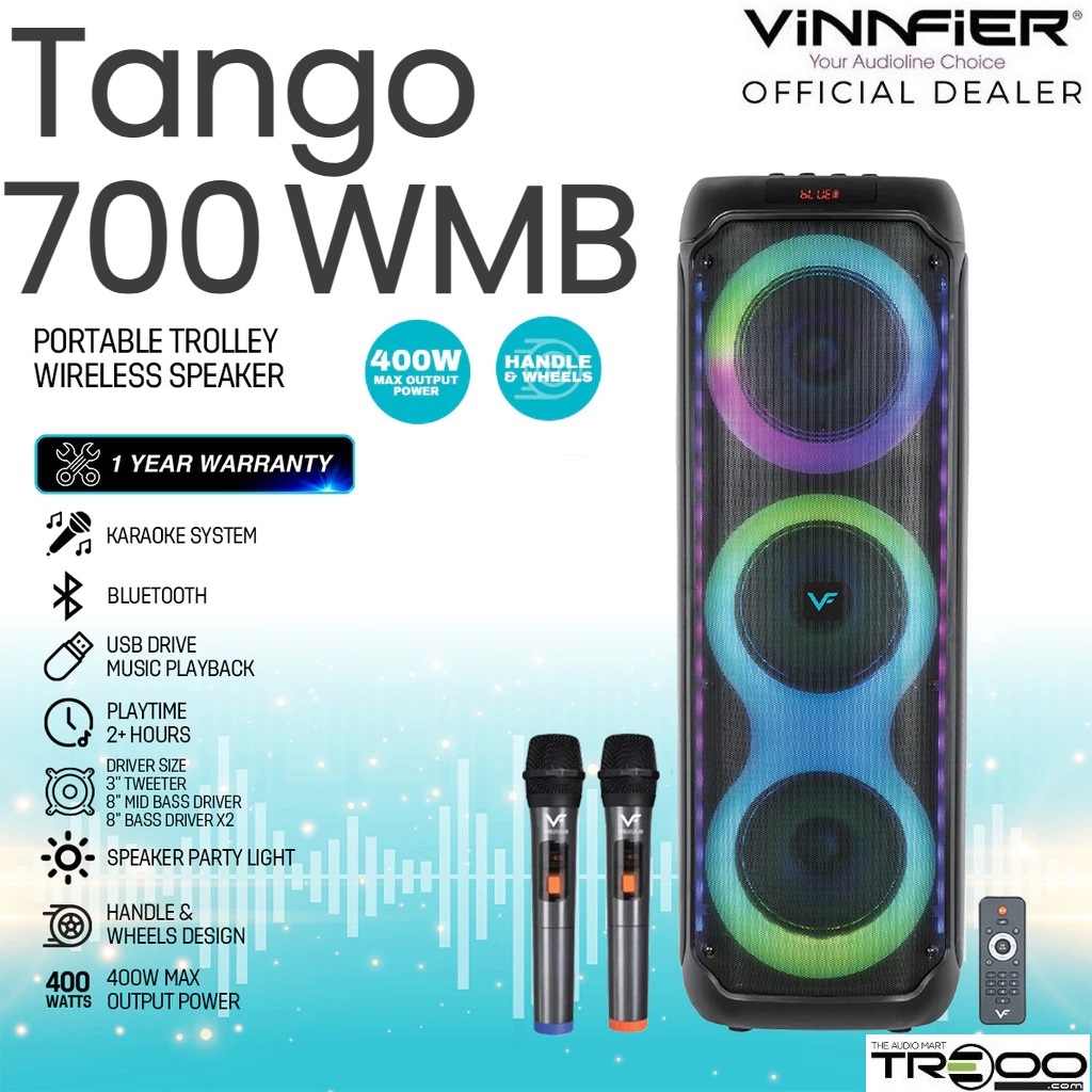 Vinnfier Tango 700 WMB Wireless Bluetooth Portable Speaker with FM Radio & Dual Wireless ...