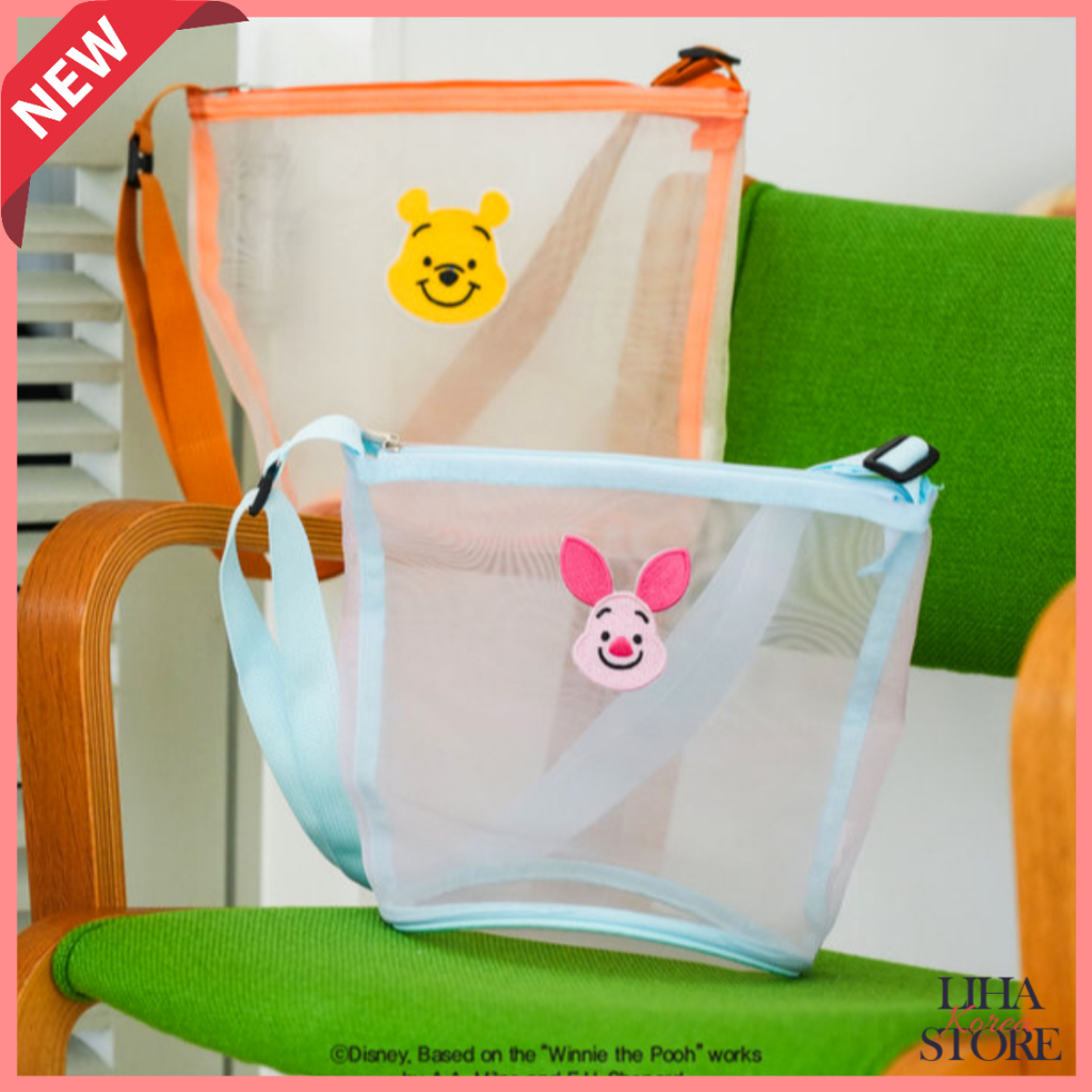 Daiso Korea Disney Winnie the Pooh BAG Mesh Bag/Cosmetic Pouches/Winnie ...