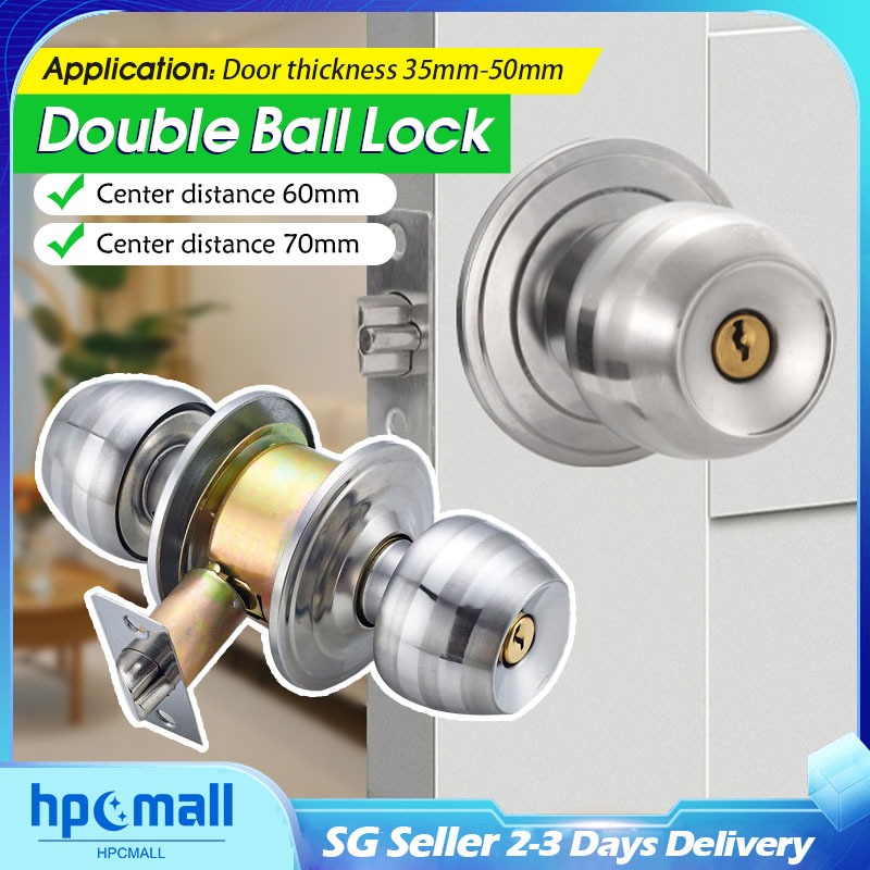 【SG Stock】Cylindrical Door Lock Stainless Steel Round Lock Bedroom ...