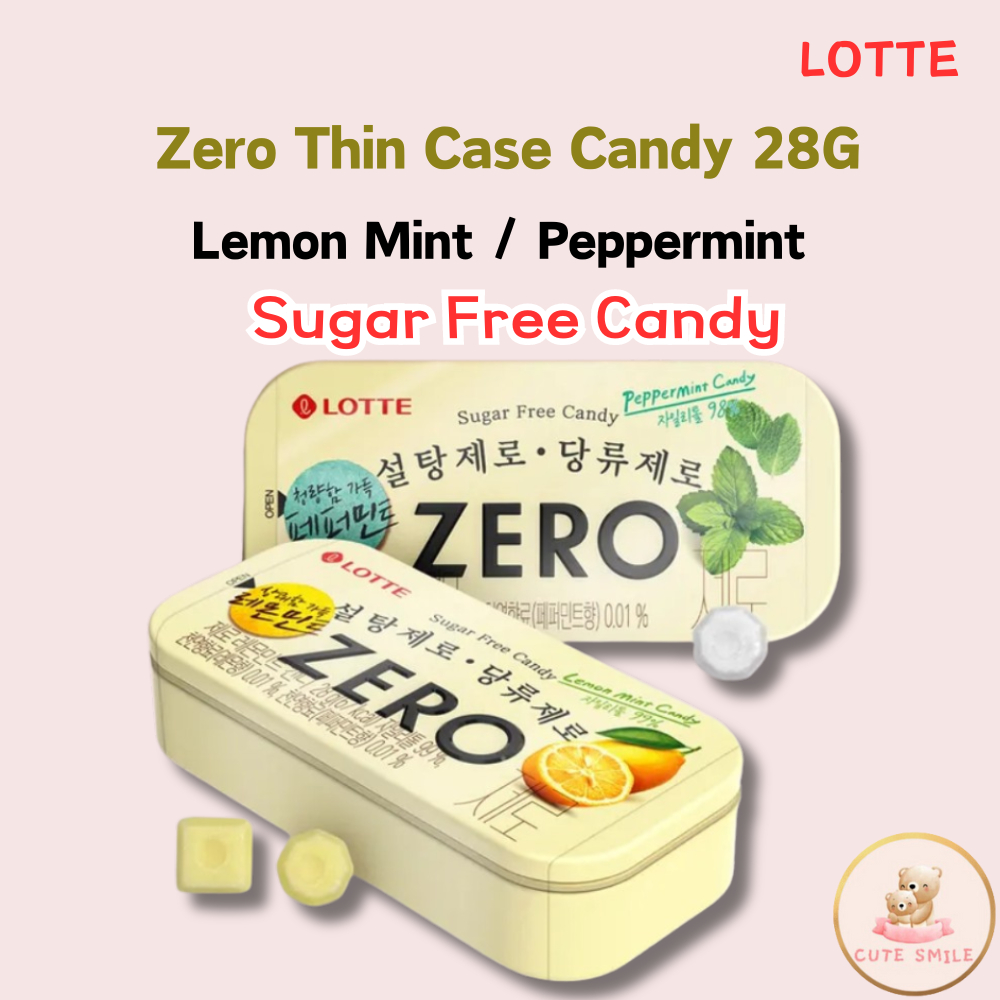 [LOTTE] Zero Thin Case Xylitol Candy 28 g Lemon Mint Peppermint/Zero ...
