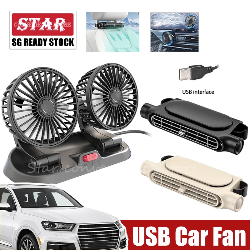 ⭐🇸🇬 STOCK Car Fan USB mini Fan Desktop Fan Cooling Fan 360°Rotating ...