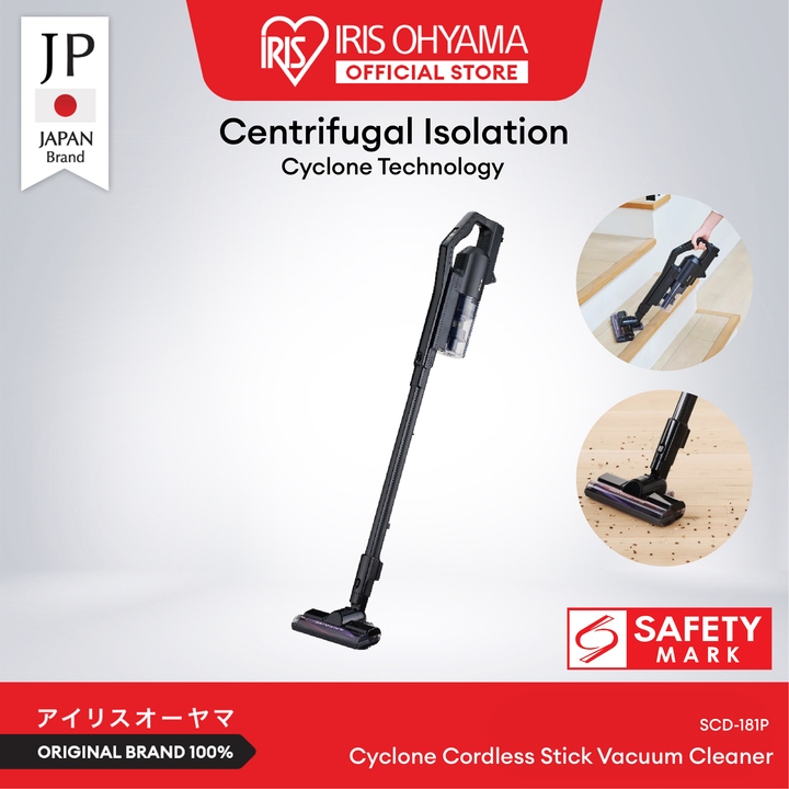 IRIS OHYAMA Cyclone Cordless Stick Vacuum Cleaner (SCD-181P), Handy lightweight, Self-Propelled ...